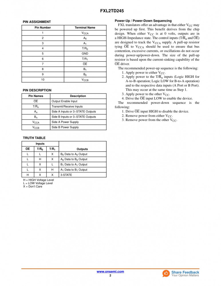 FXL2TD245 datasheet page 2
