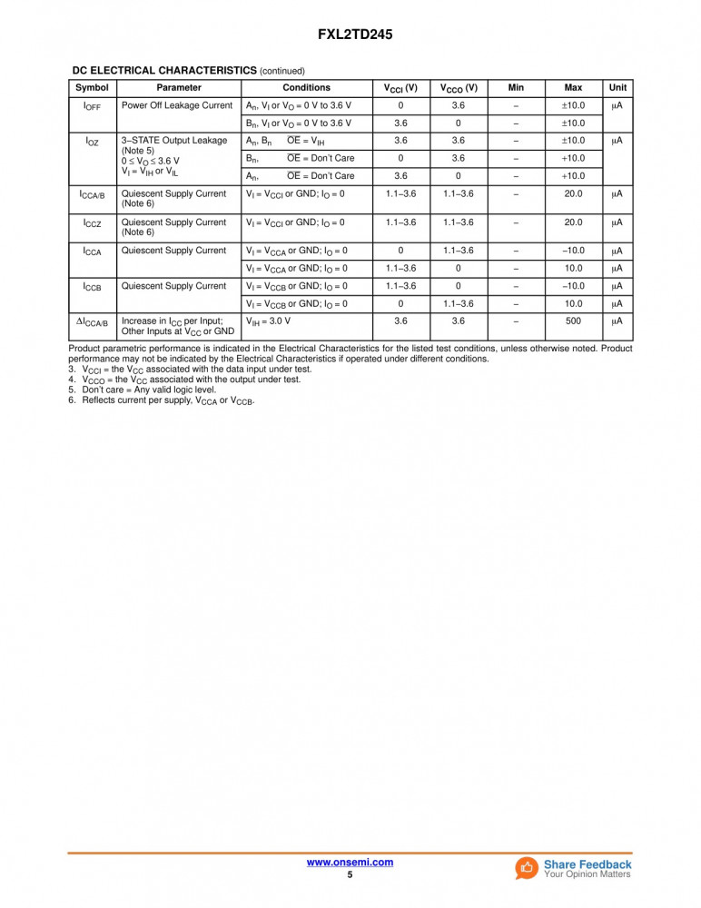FXL2TD245 datasheet page 5