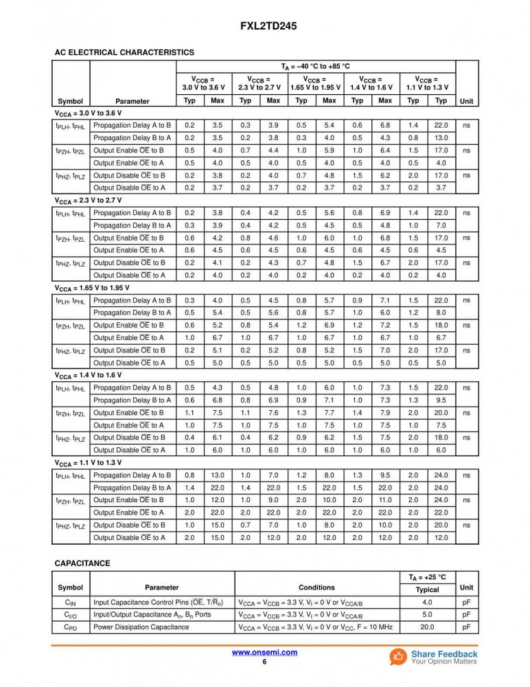 FXL2TD245 datasheet page 6