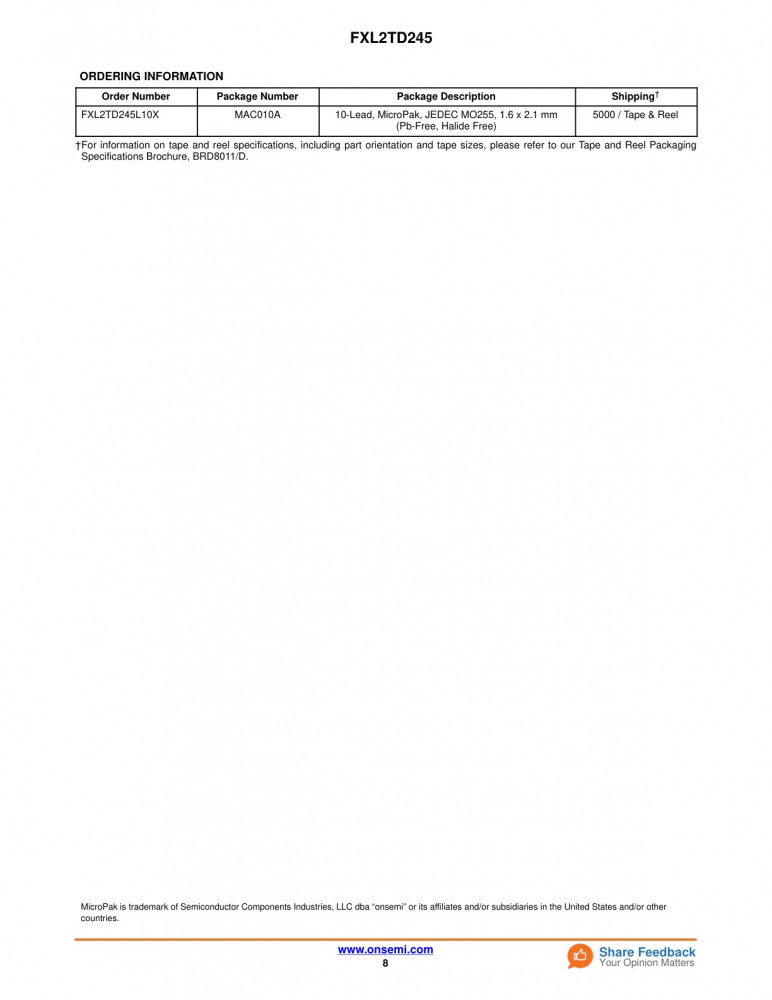 FXL2TD245 datasheet page 8