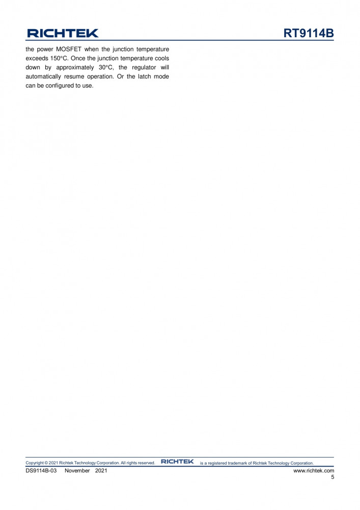 RT9114B datasheet page 5