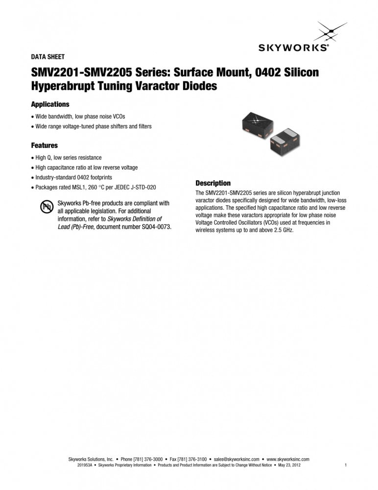SMV2202-040LF datasheet page 1