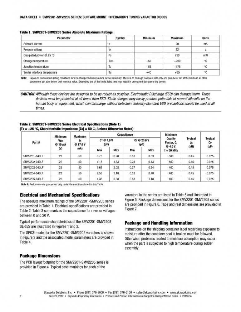 SMV2202-040LF datasheet page 2