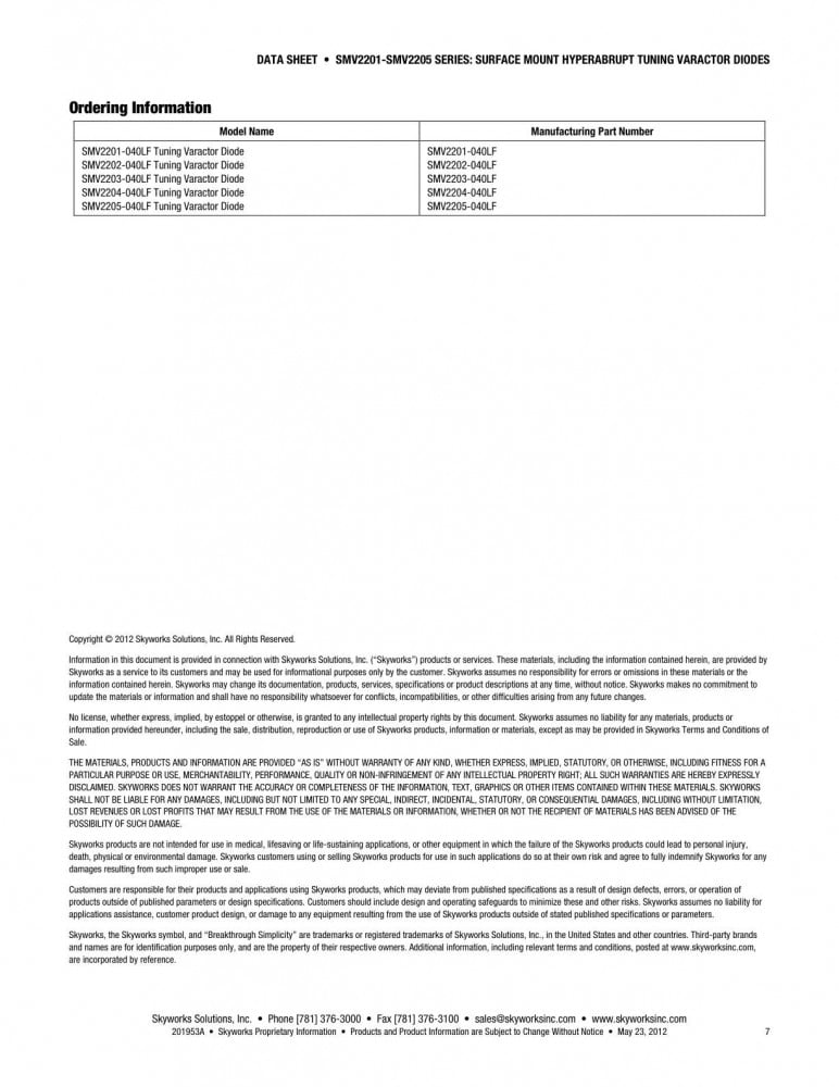 SMV2202-040LF datasheet page 7