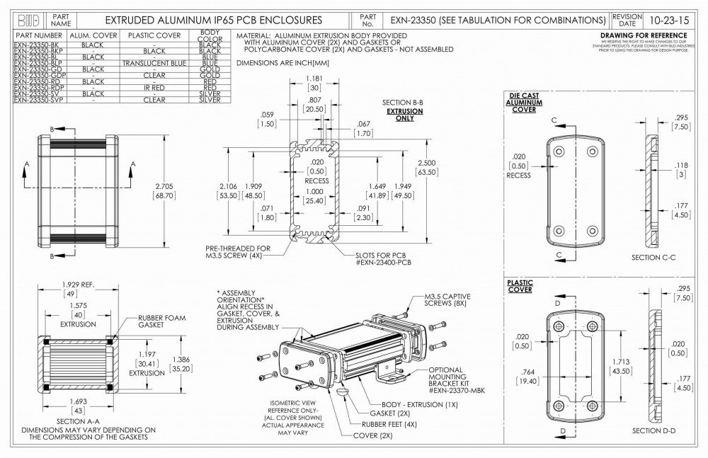 EXN-23350 enclosure reference drawing