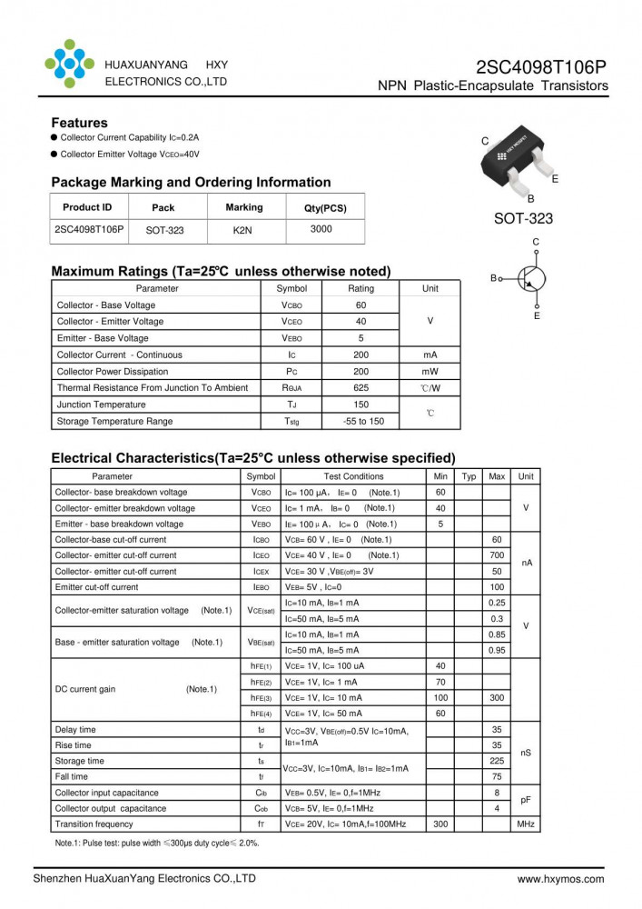 2SC4098T106P-HXY datasheet page 1
