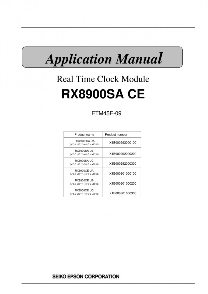 RX8900SA CE application manual page 1