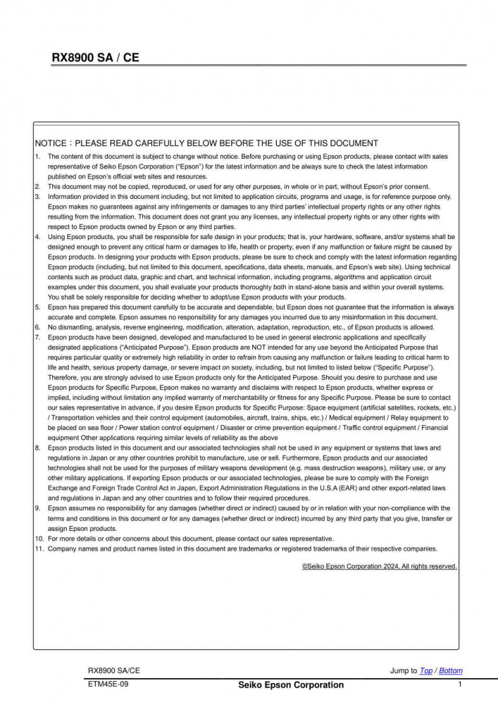 RX8900SA CE application manual page 2