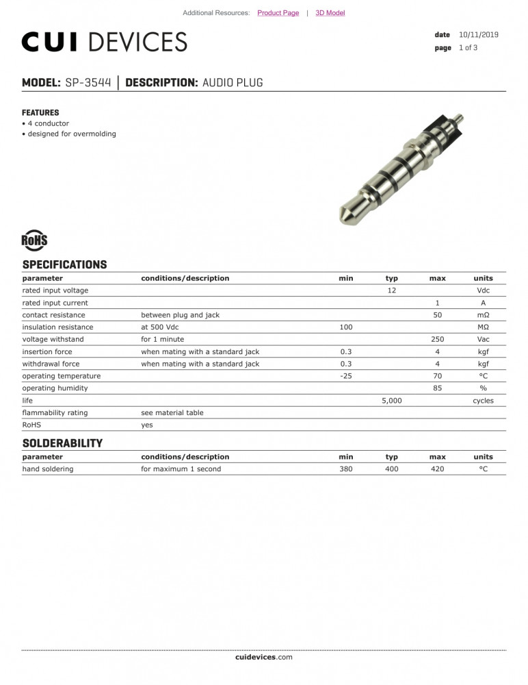 SP-3544 technical document page 1