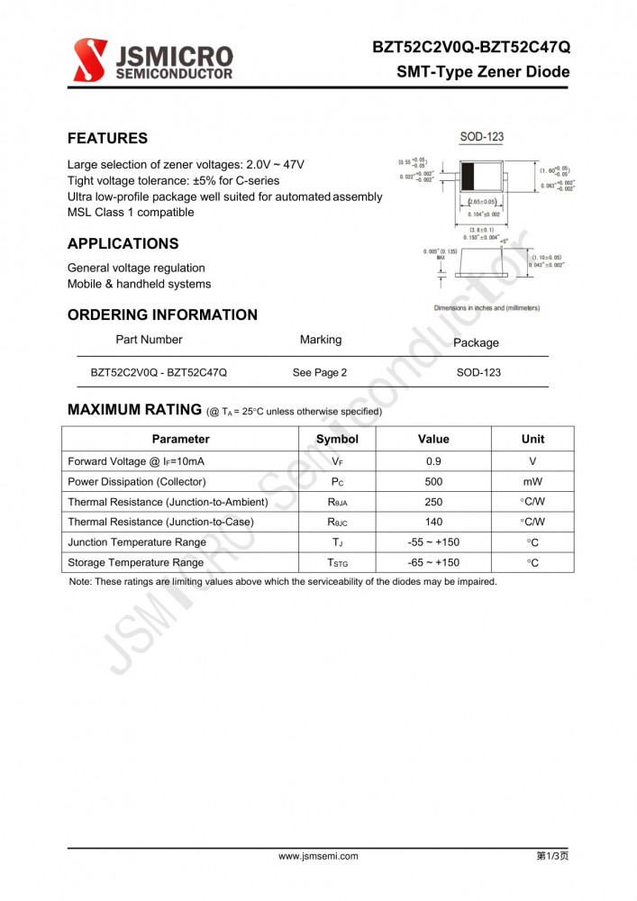 BZT52C4V7Q datasheet page 1