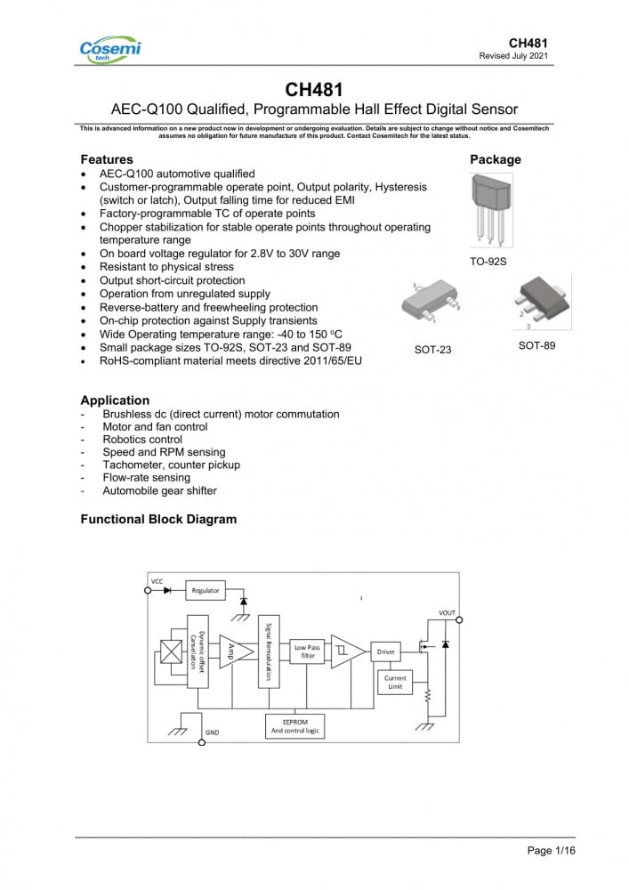 CH481 datasheet page 1