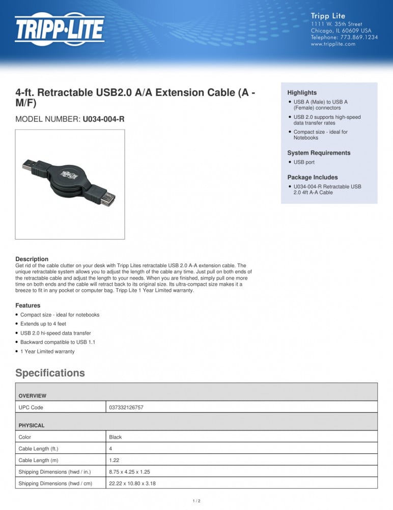 U034-004-R technical document page 1