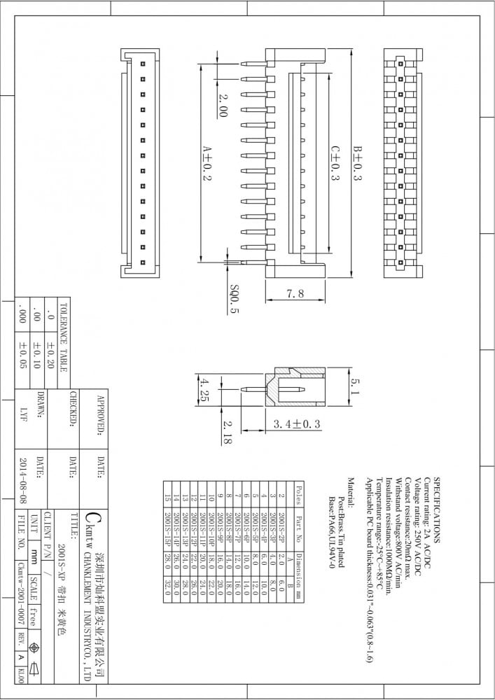 Ckmtw 2001S connector technical drawing