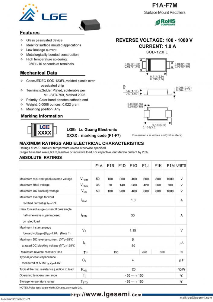 LGE F1M datasheet page 1