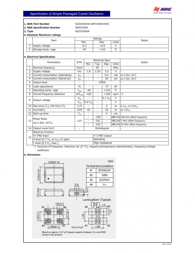 NDK END5359A technical specification document