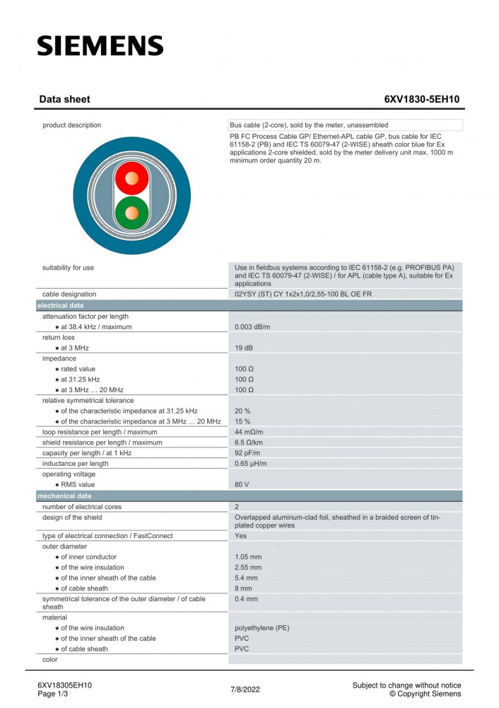 6XV18305EH10 datasheet page 1