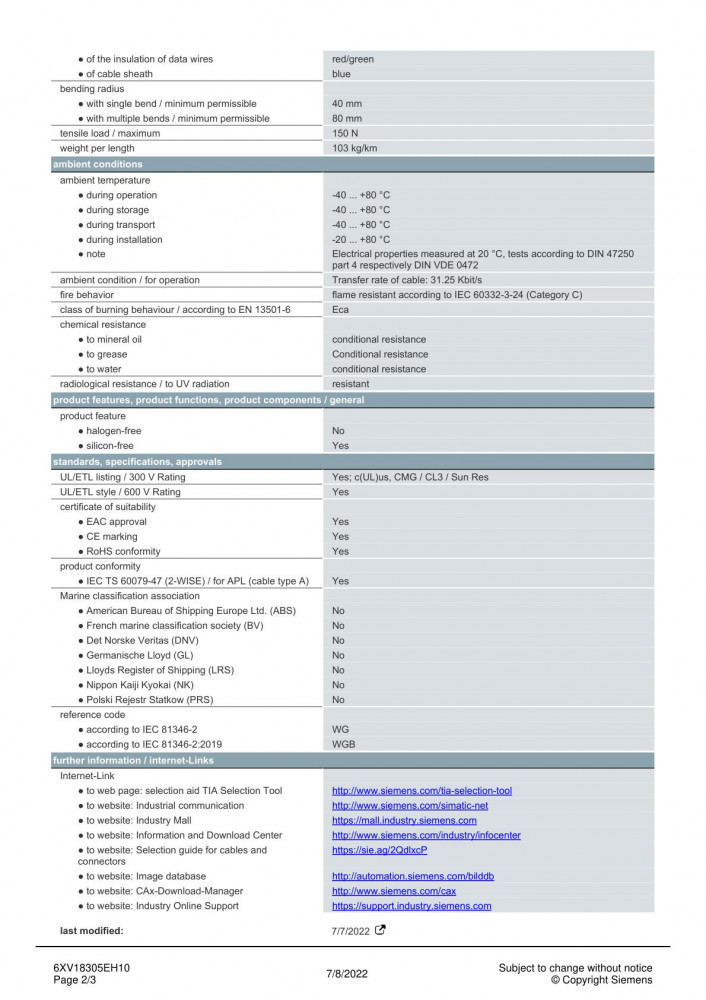 6XV18305EH10 datasheet page 2