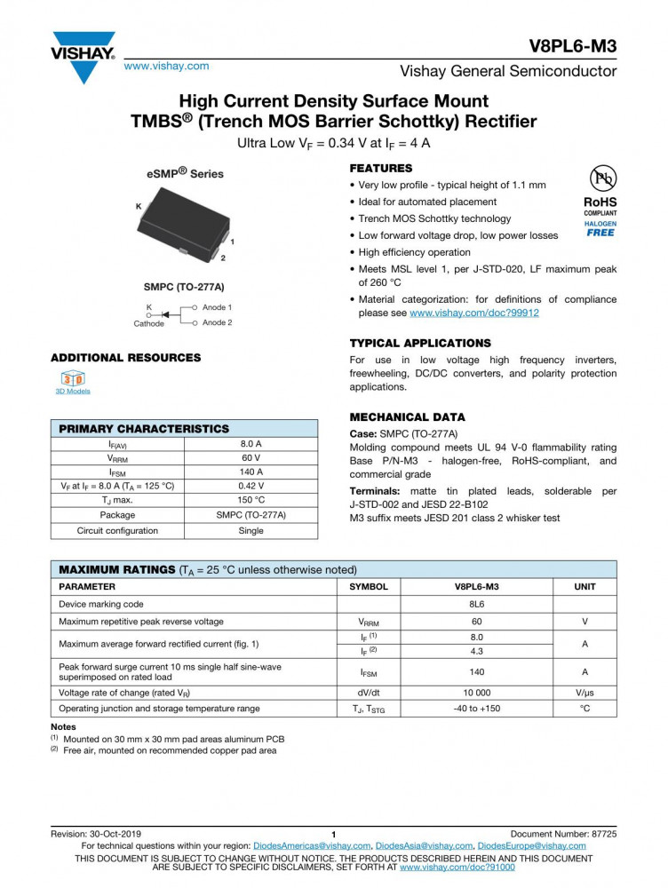 V8PL6-M3/8 datasheet page 1