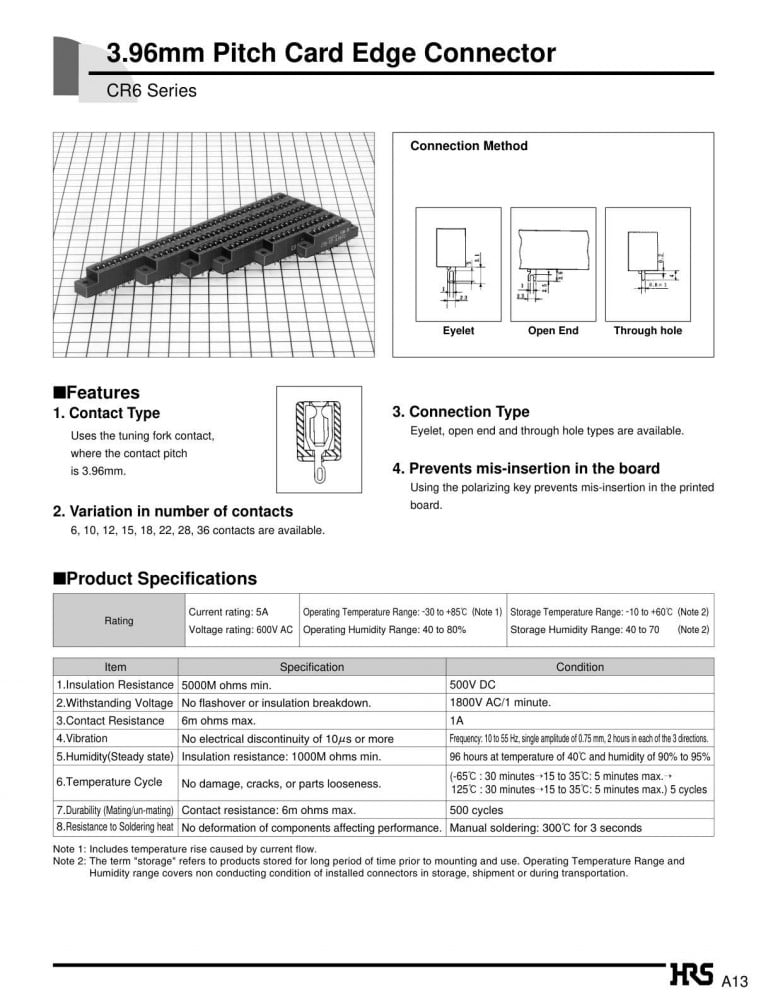 HRS CR6 series datasheet page 1