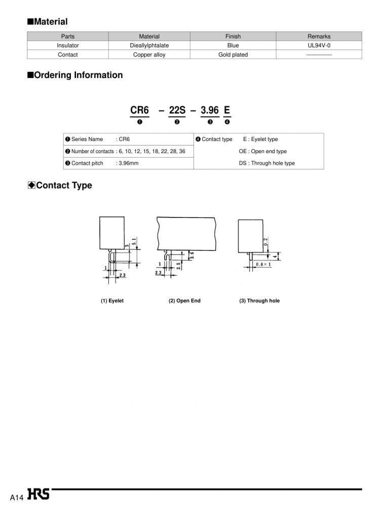 HRS CR6 series datasheet page 2