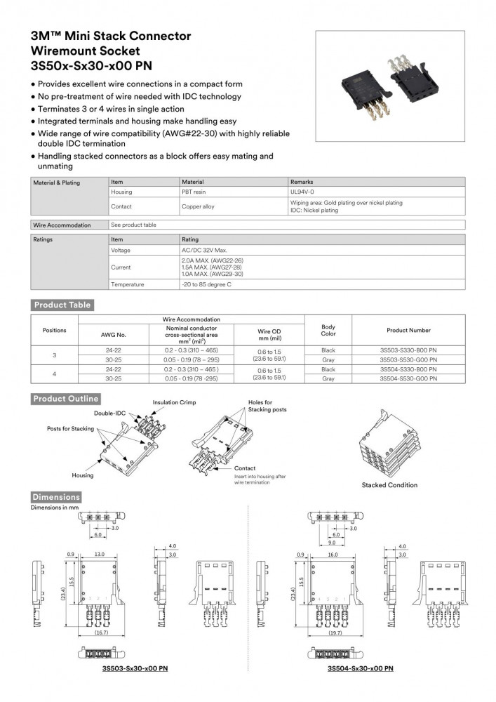 3M Mini Stack Connector technical document page 3