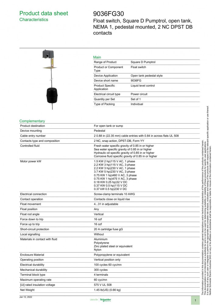 9036FG30 technical document page 1