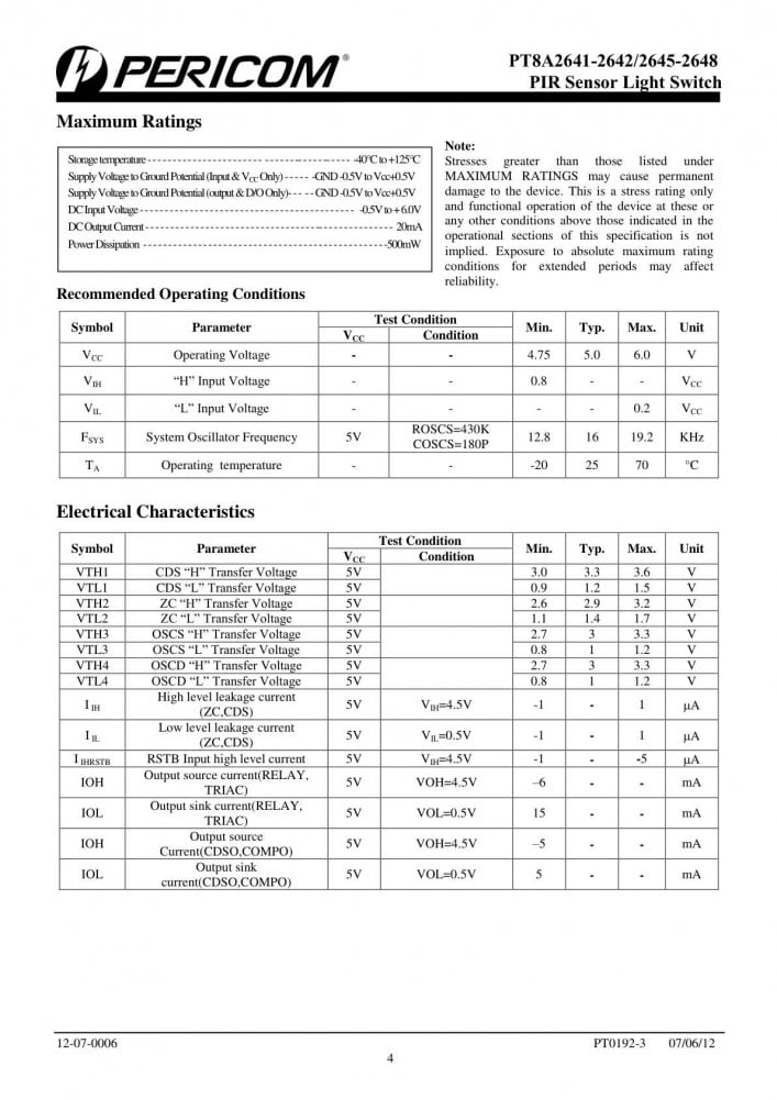 PT8A2648WEX datasheet page 4