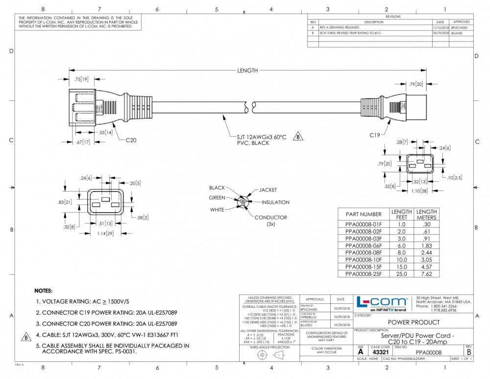 L-com PPA00008 technical drawing