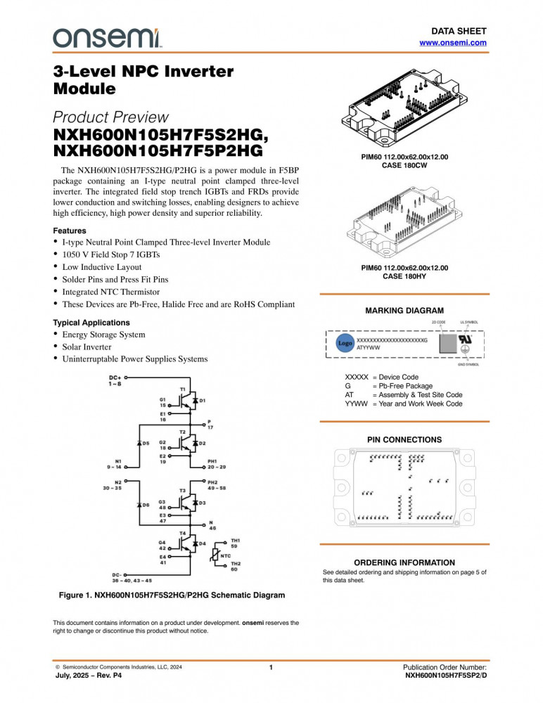NXH600N105H7F5P2HG datasheet page 1