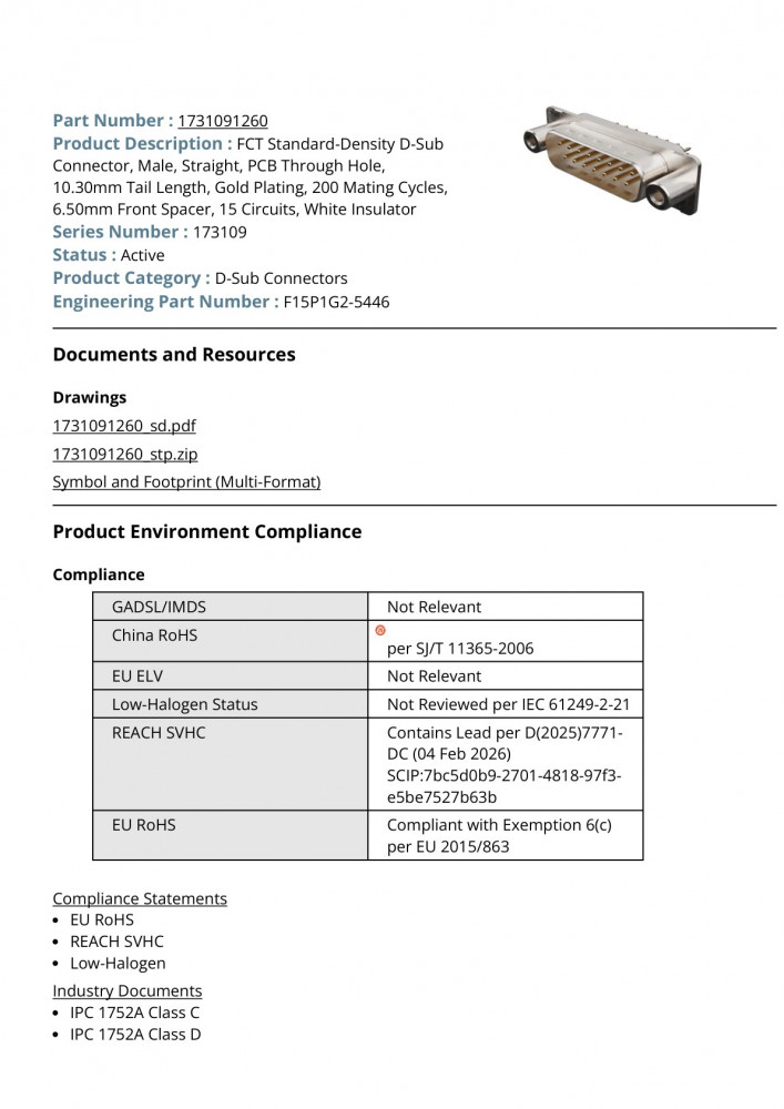 MOLEX 1731091260 drawing preview, page 1