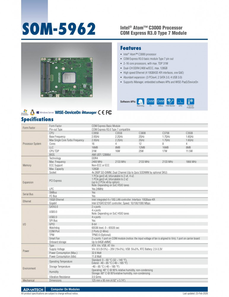 SOM-5962 technical document page 1