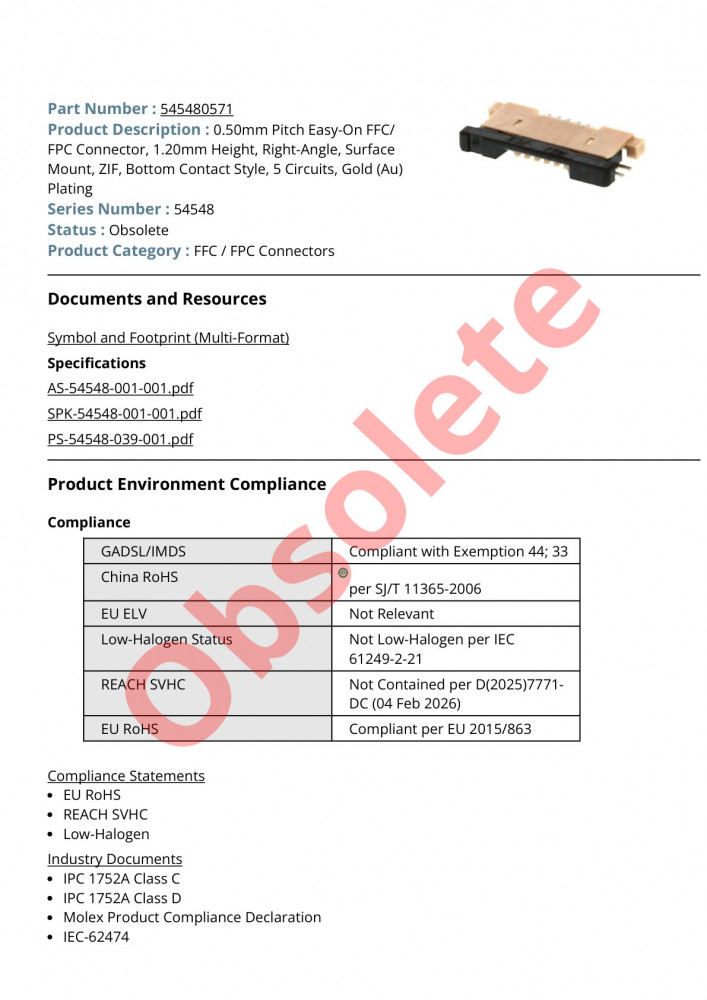 MOLEX 545480571 technical document image 1