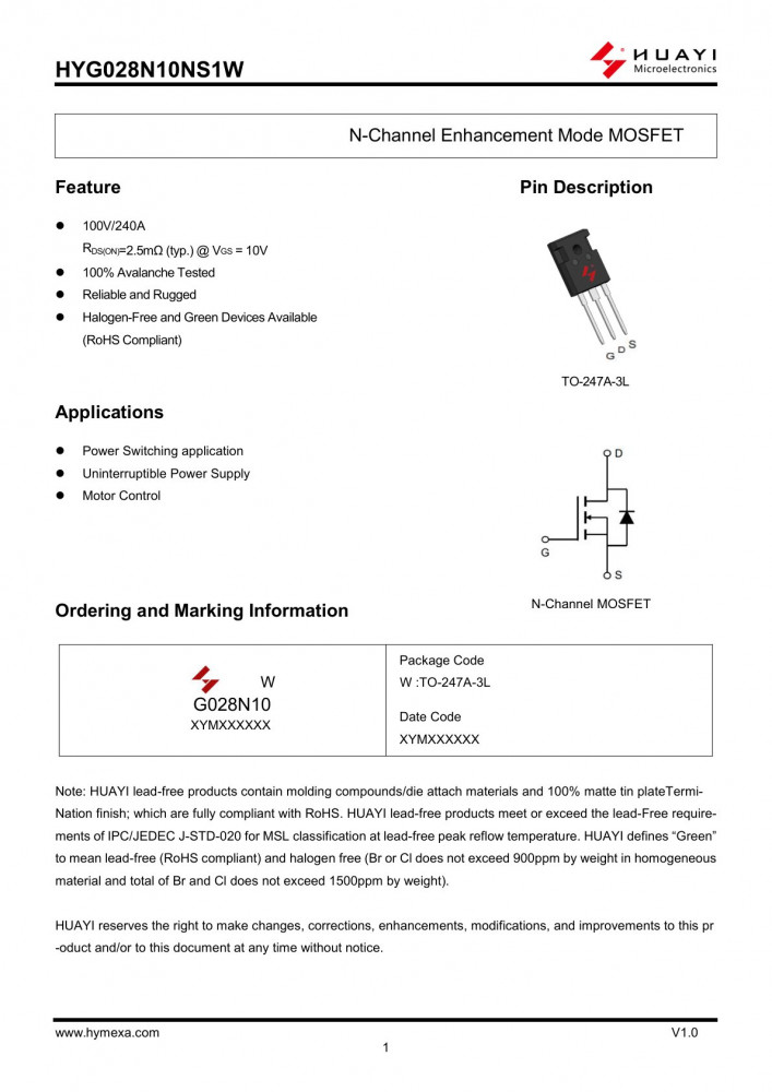 HYG028N10NS1W datasheet page 1