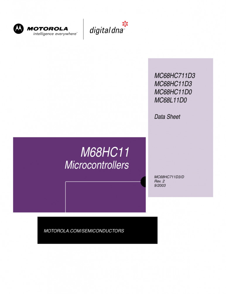 M68HC11 data sheet page 1