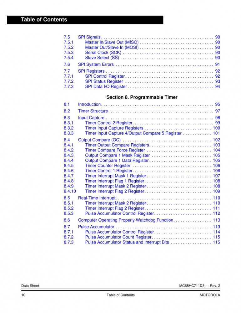 M68HC11 data sheet page 10