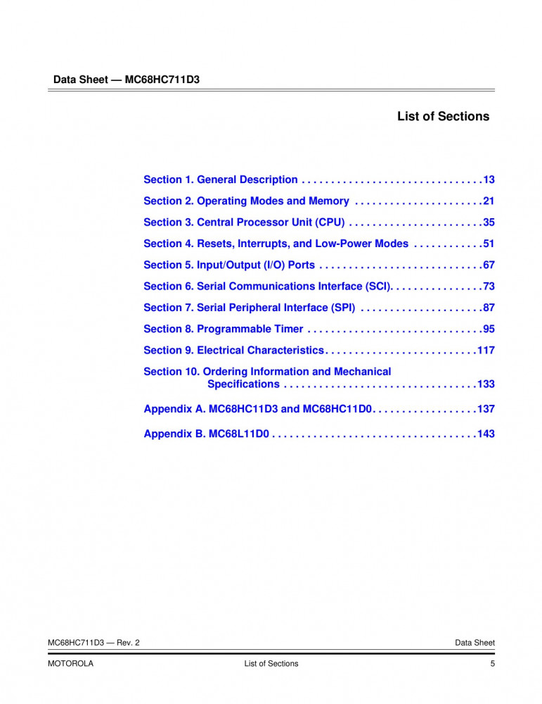 M68HC11 data sheet page 5