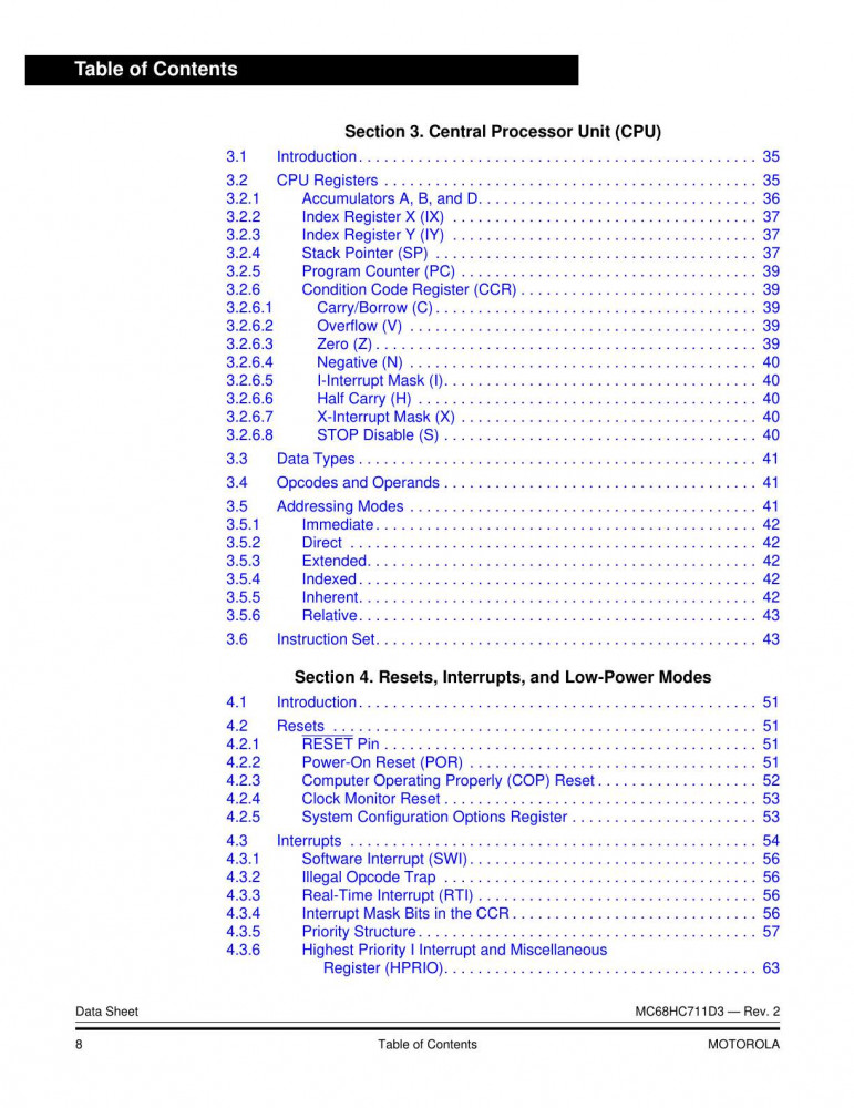 M68HC11 data sheet page 8
