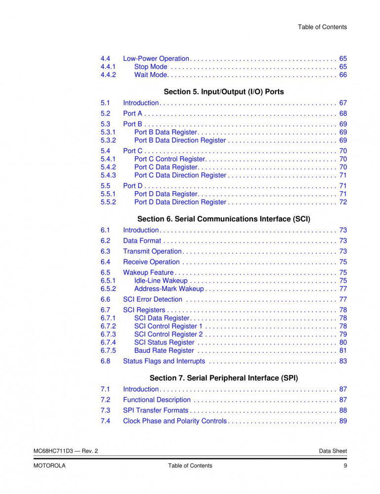 M68HC11 data sheet page 9
