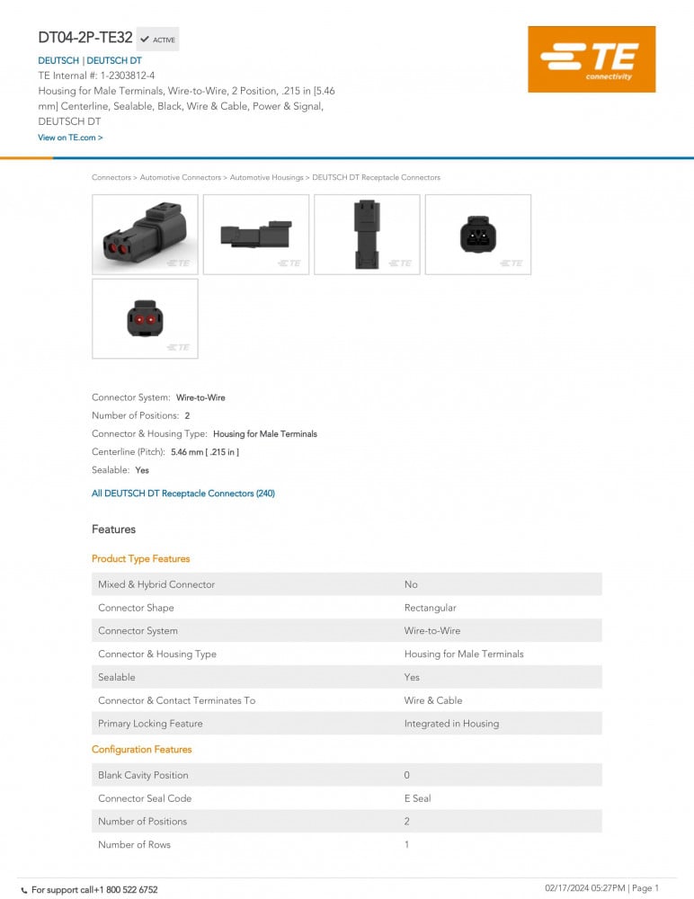 DT04-2P-TE32 technical document page 1