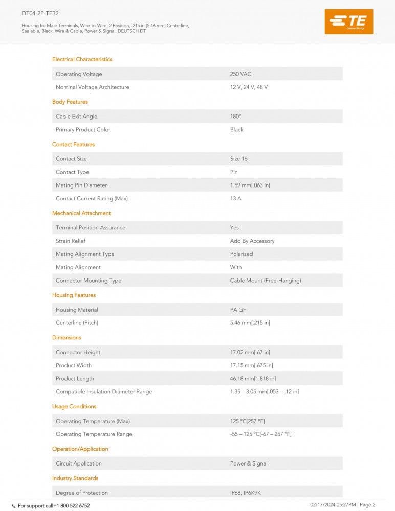 DT04-2P-TE32 technical document page 2