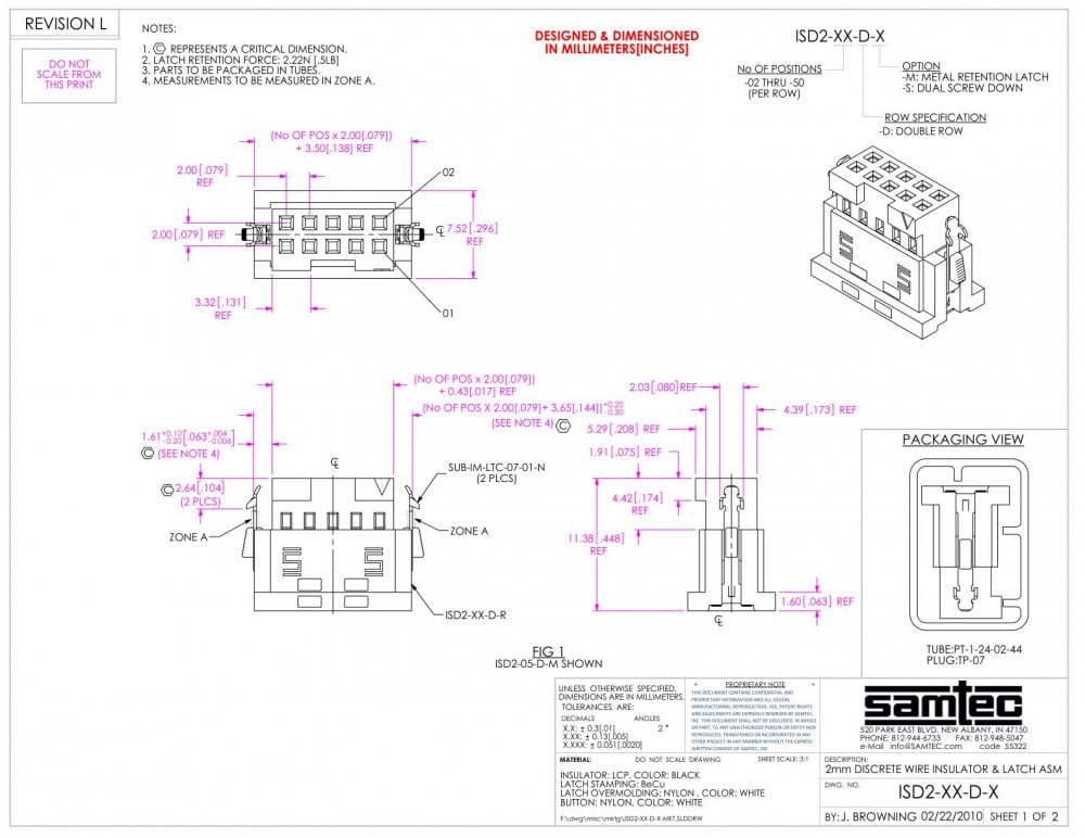 Samtec ISD2 drawing page 1