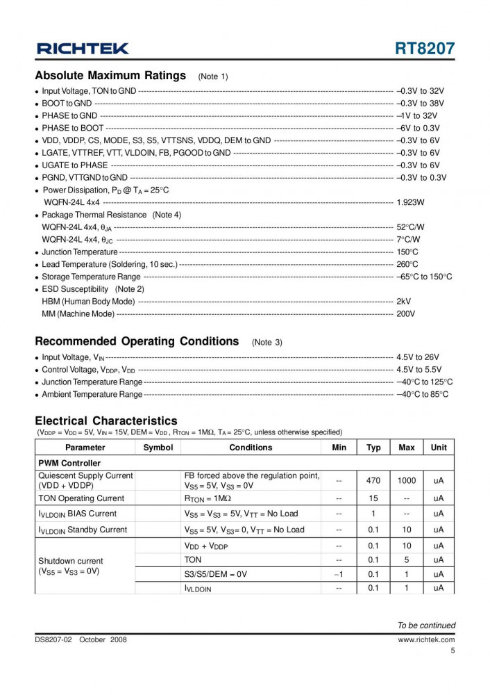 RT8207GQW datasheet page 5
