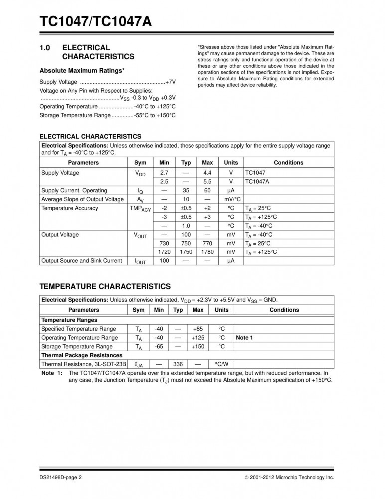 TC1047 datasheet page 2