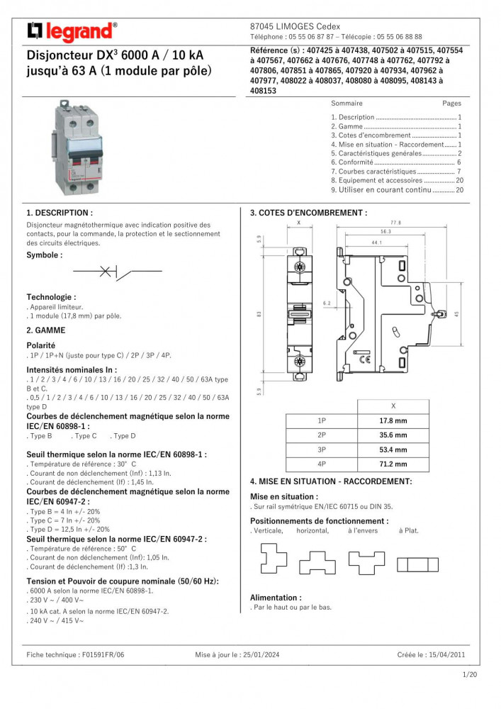 Legrand DX³ technical document, page 1
