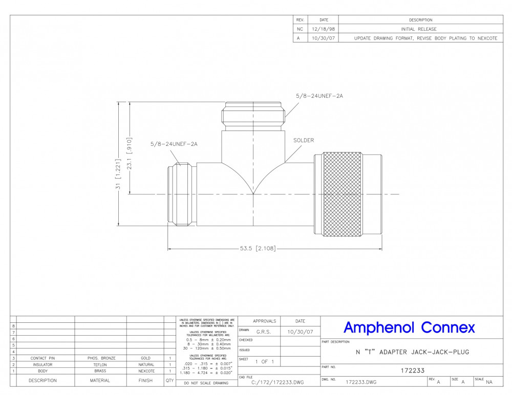 Amphenol 172233 technical drawing