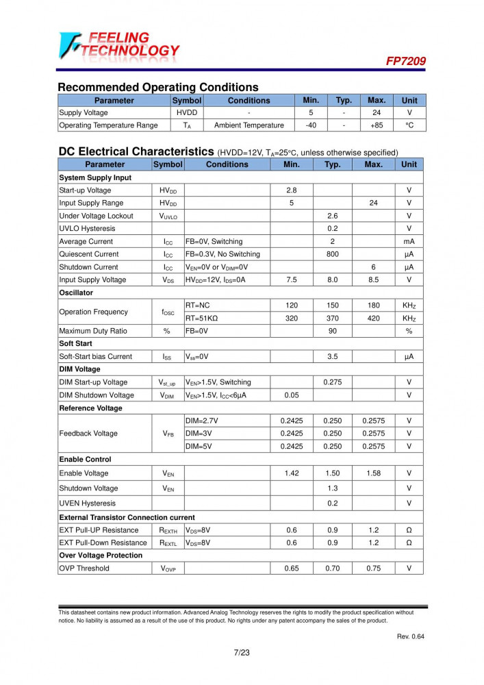 FP7209 datasheet page 7