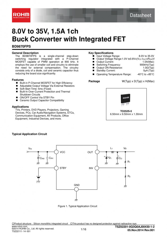 BD9870FPS-E2 technical document page 1