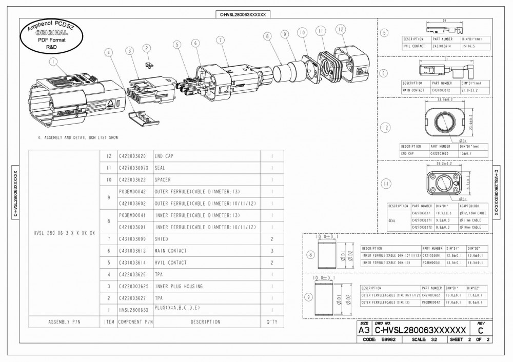 Amphenol HVSL280063A00410 technical document page 2