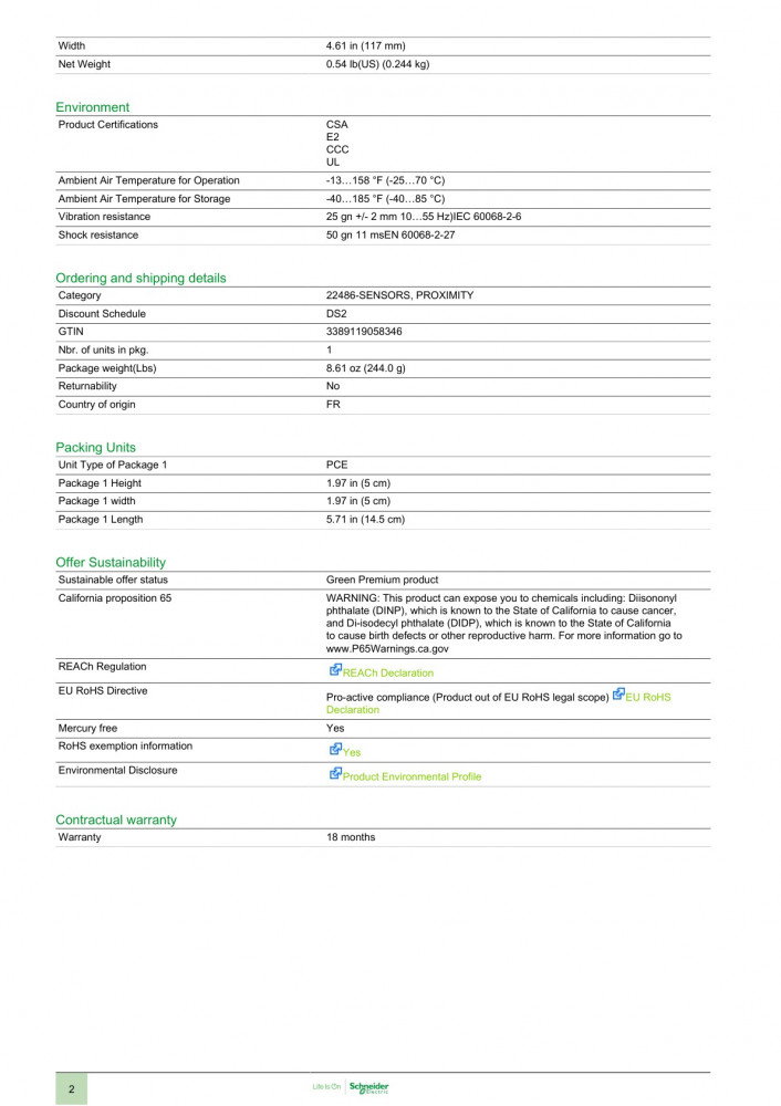 XS8C4A4NCP20 product documentation page 2