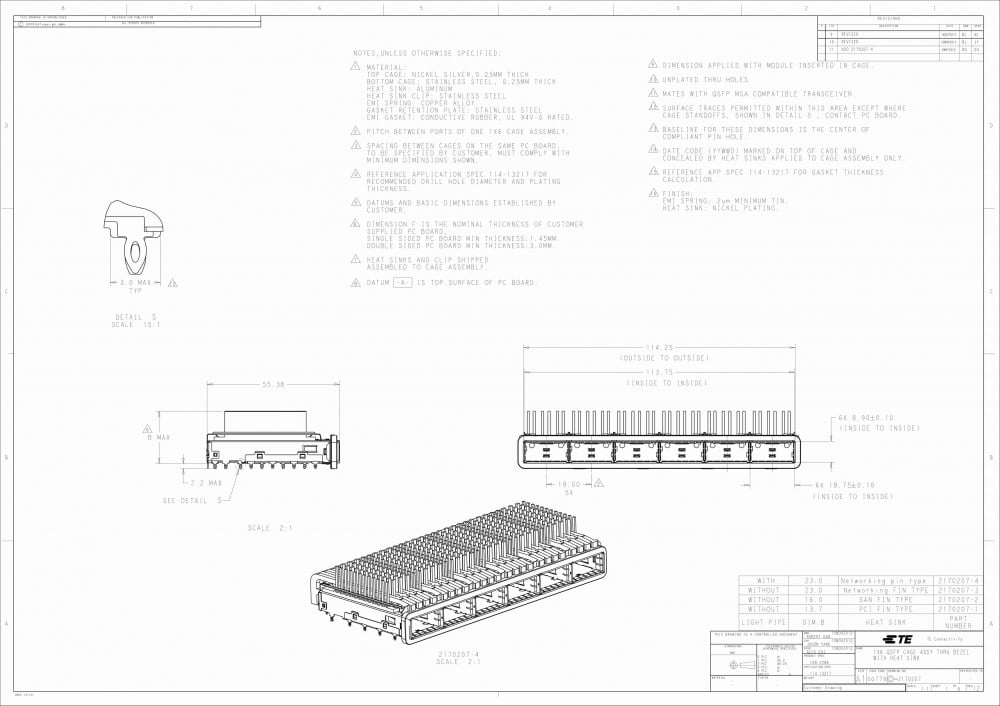 TE Connectivity 2170207-3 drawing page 1